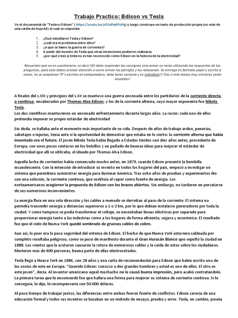 Edison Vs Tesla | PDF | Nikola Tesla | Thomas Edison