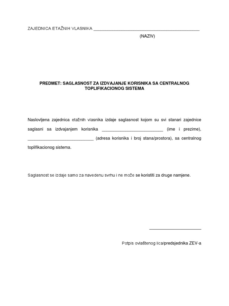 Saglasnost Stanara | PDF