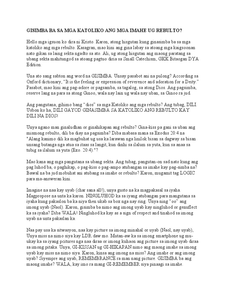 Gisimba Ba Sa Mga Katoliko Ang Mga Rebulto | PDF
