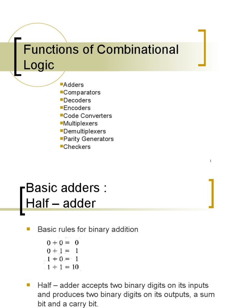 Lecture 5 - Functions of Combinational Logic Circuit | PDF | Arithmetic ...