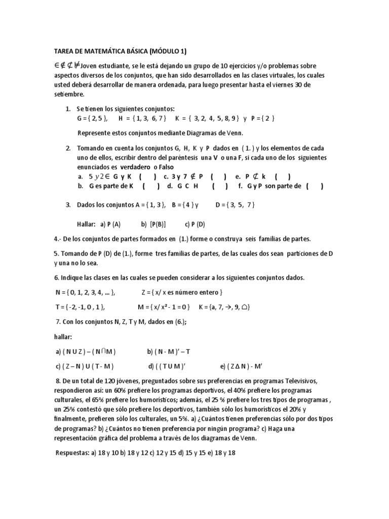 Tarea de Mat Básic 1 | PDF