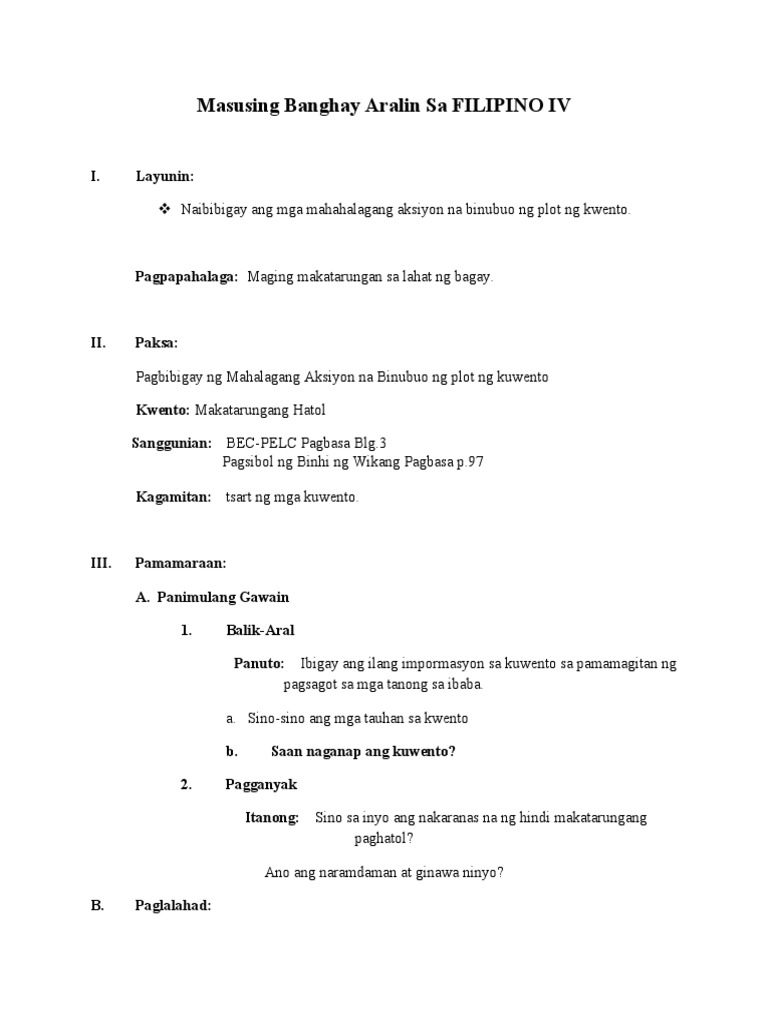Detailed Lesson Plan Filipino IV. | PDF