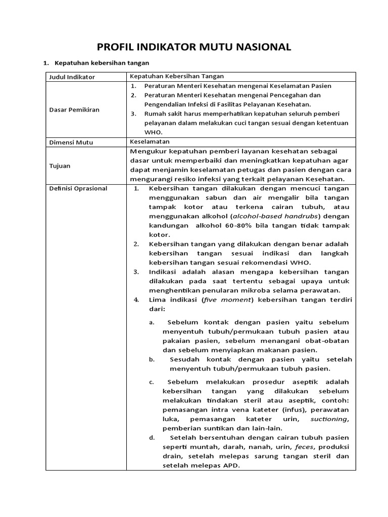 Profil Indikator Mutu Nasional | PDF