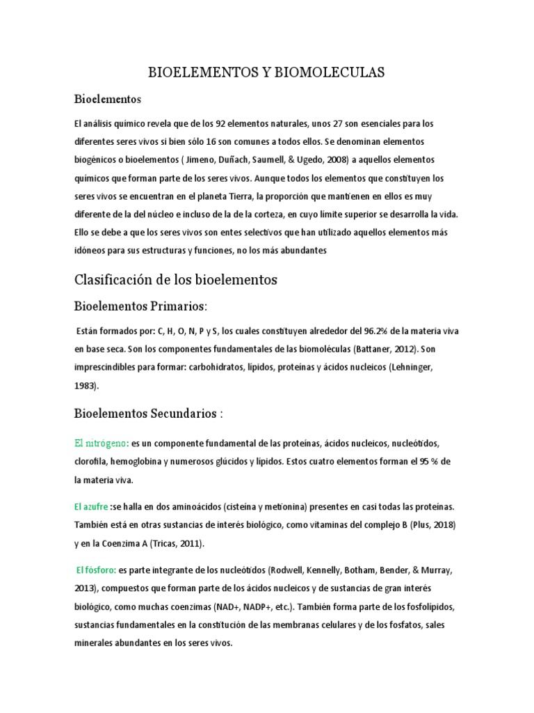 Bioelementos y Biomoleculas | PDF | Biomoléculas | Organismos