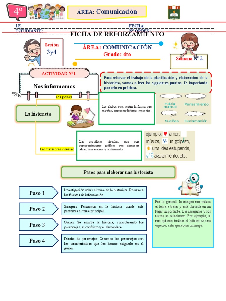 4° FICHA DE REFORZAMIENTO SESION 3y4-SEM.1-EXP.3-COM. | PDF | Cambio climático | Cómics