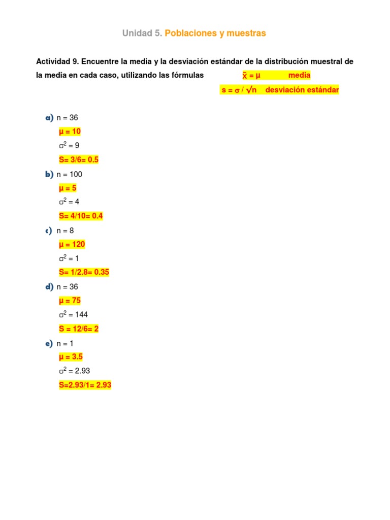 Actividad 9. Distribucion Muestral de La Media. | PDF