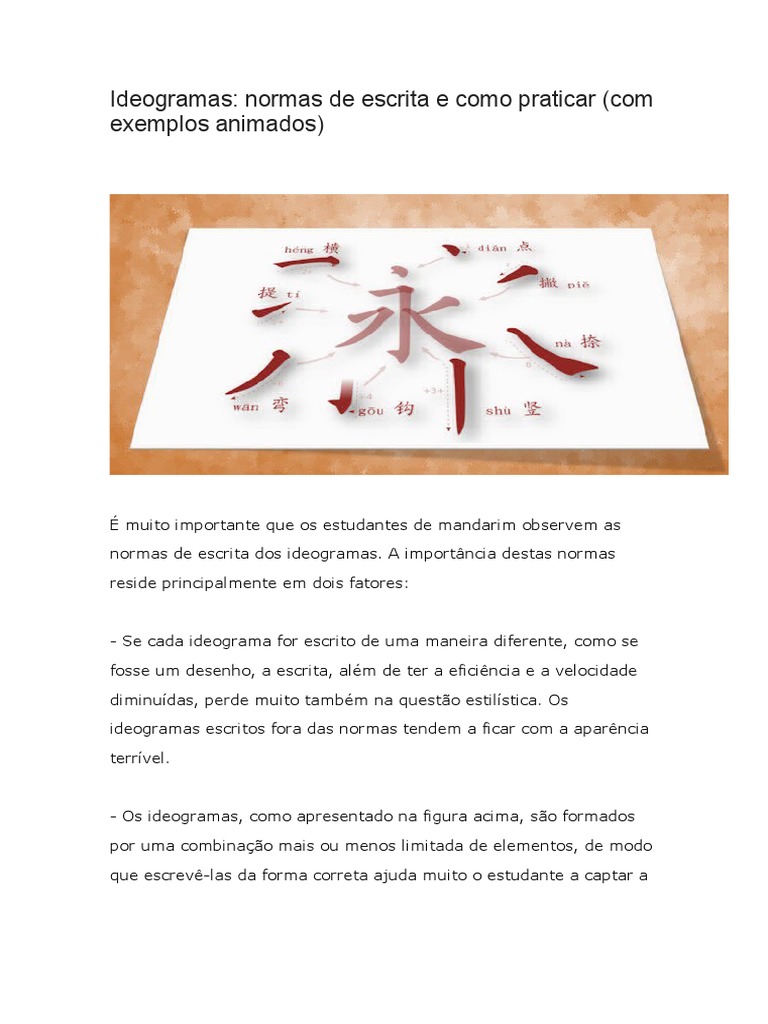 Normas de Escrita de Ideogramas Chineses | PDF | Caracteres chineses ...