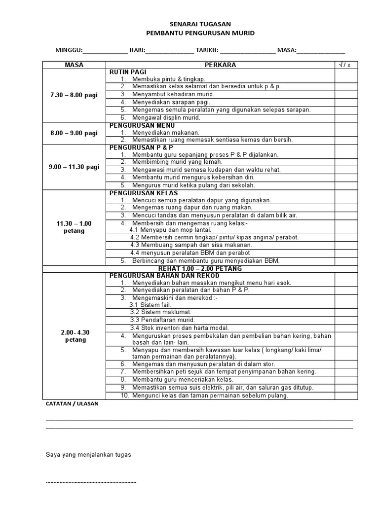 Buku Log Senarai Tugas | PDF