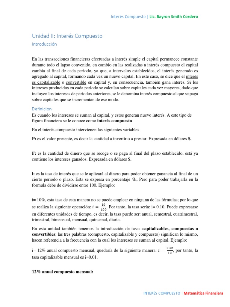 Introducción A Interés Compuesto | PDF | Interés | Capital (economía)