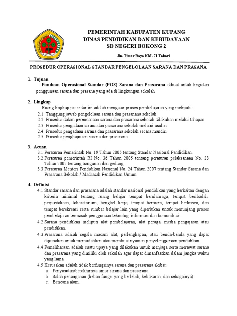 31.1 Sop Pengelolaan Sarpras | PDF