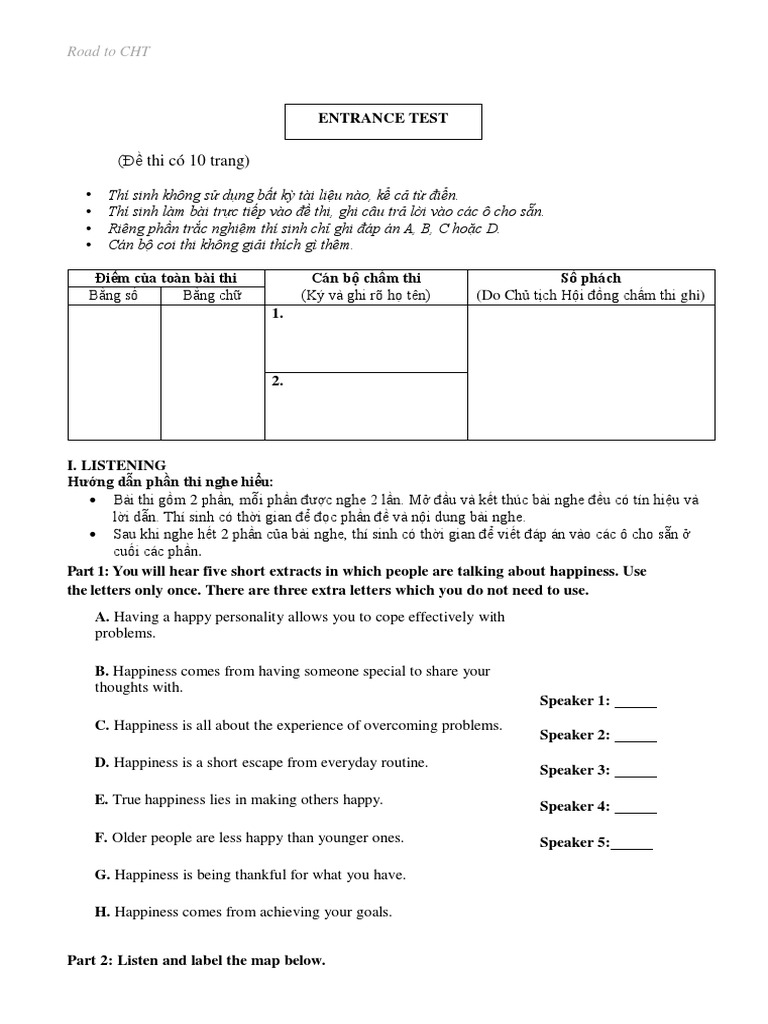 Entrance Test - Paper | PDF