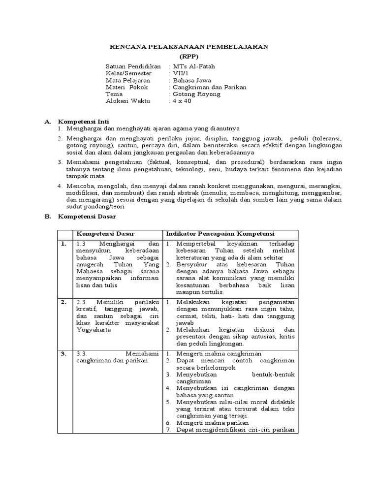 Fiks RPP Cangkriman Dan Parikan | PDF