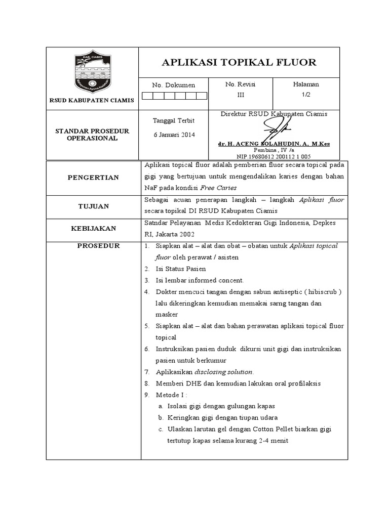 Aplikasi Topikal Fluor | PDF