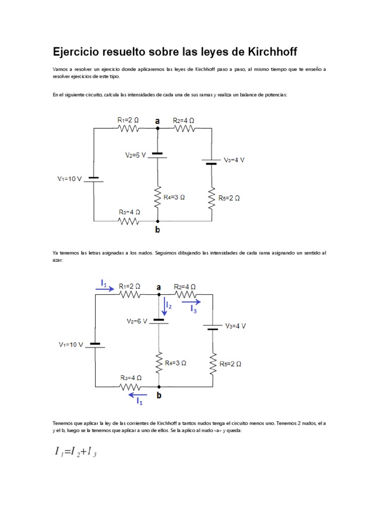 Ejercicio Resuelto Sobre Las Leyes de Kirchhoff | PDF | Exponenciación | Ecuaciones