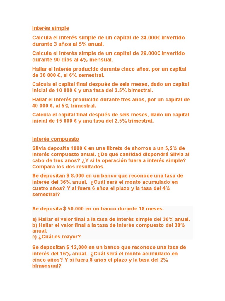 Caso Practico Interes Simple y Compuesto | PDF | Derecho