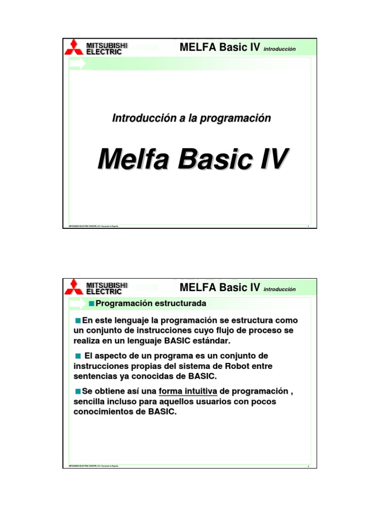 MELFA Basic IV Introducción. Introducción A La Programación | Descargar ... MELFA Basic IV Introducción. Introducción A La Programación | Descargar ...
