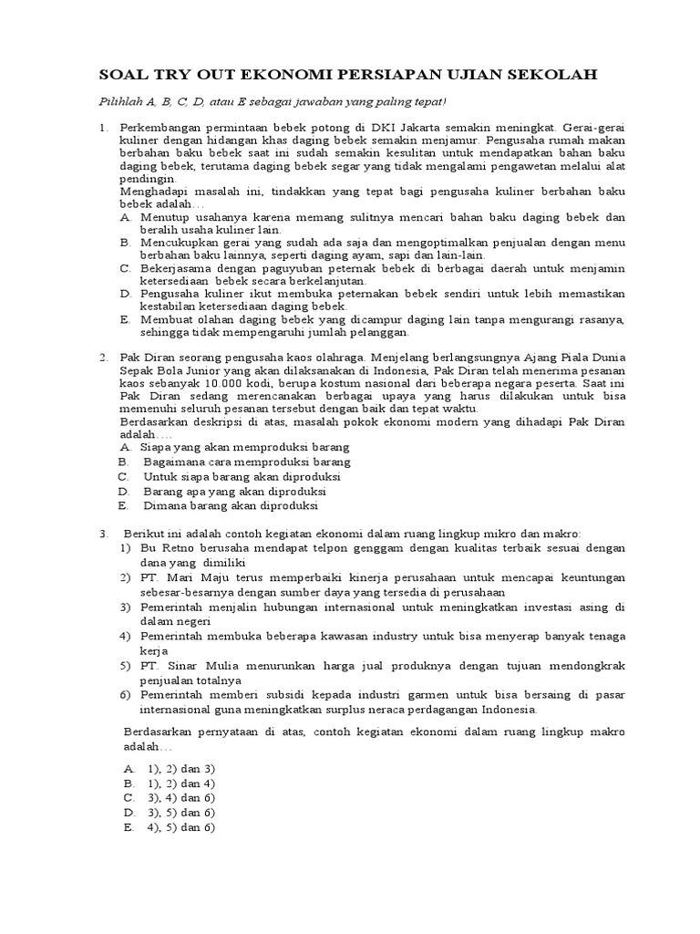 Soal To Persiapan Us 2021 | PDF