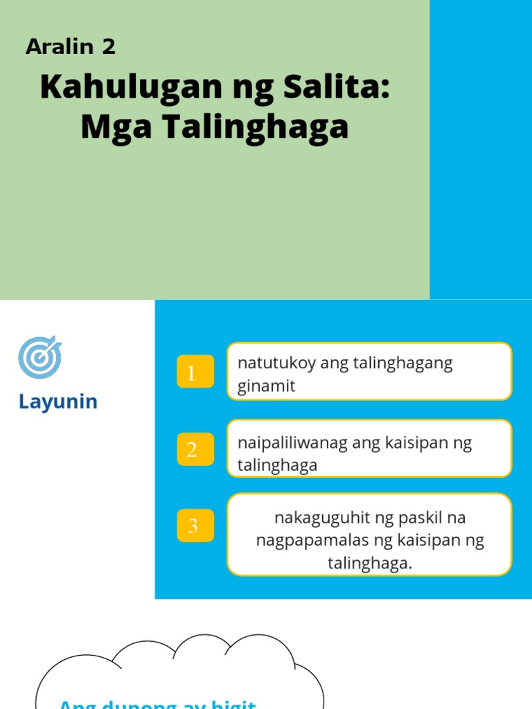 Kahulugan NG Salita: Mga Talinghaga: Aralin 2 | PDF