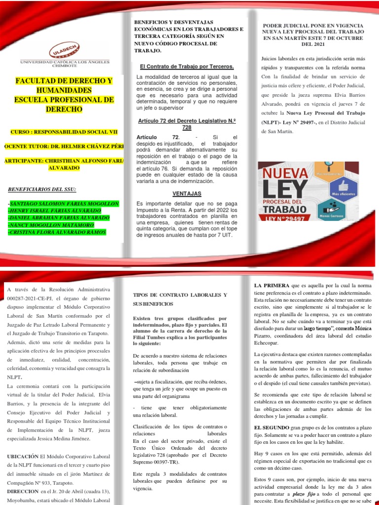 Triptico | PDF | Derecho laboral | Ley procesal