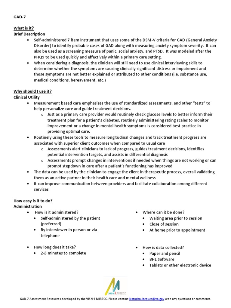 GAD With Info Sheet | PDF | Abnormal Psychology | Emotions
