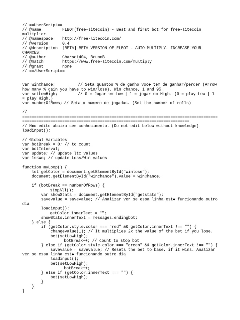 Configuration Panel and Interface for the FLBOT Free Litecoin Multiplier Bot: A Userscript for ...