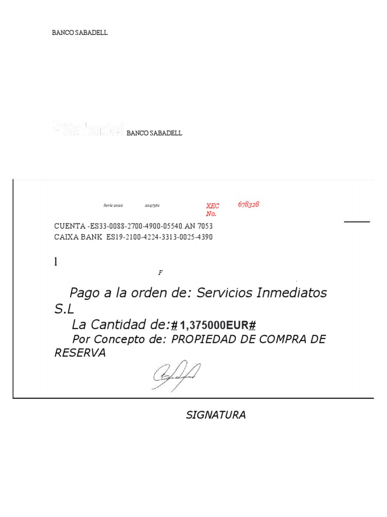 Definición de un Xec Bancari | PDF