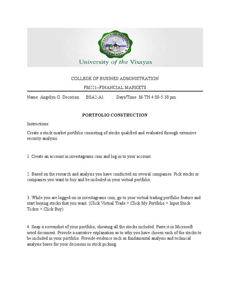 Stock Market Portfolio | PDF | Dividend | Stocks