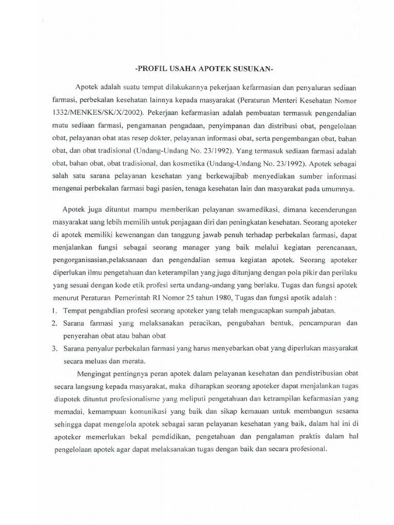 PROFIL APOTEK SUSUKAN | PDF