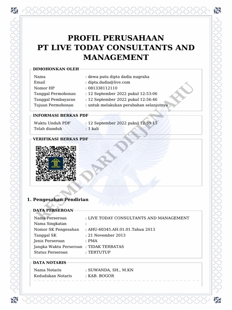Profil Perusahaan PT Live Today Consultants and Management | PDF