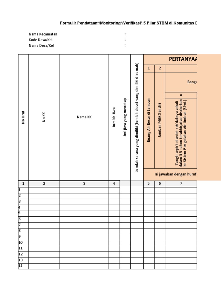 Lembar Pendataan STBM 22 | PDF
