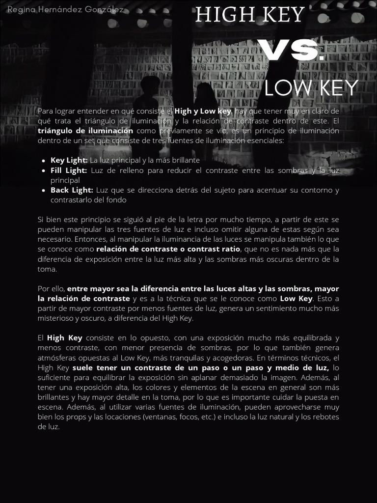High Key vs. Low Key | PDF | Ligero | Sombra