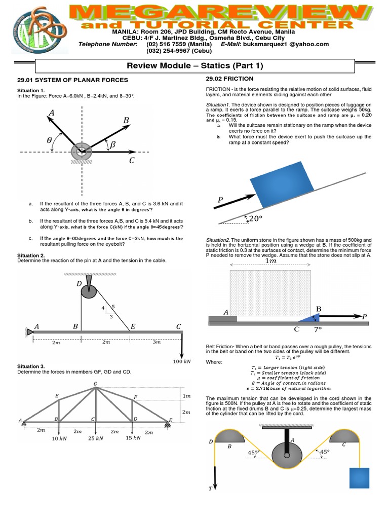 Engineering Mechanics: Statics Review Module - Part 1 | PDF | Friction ...
