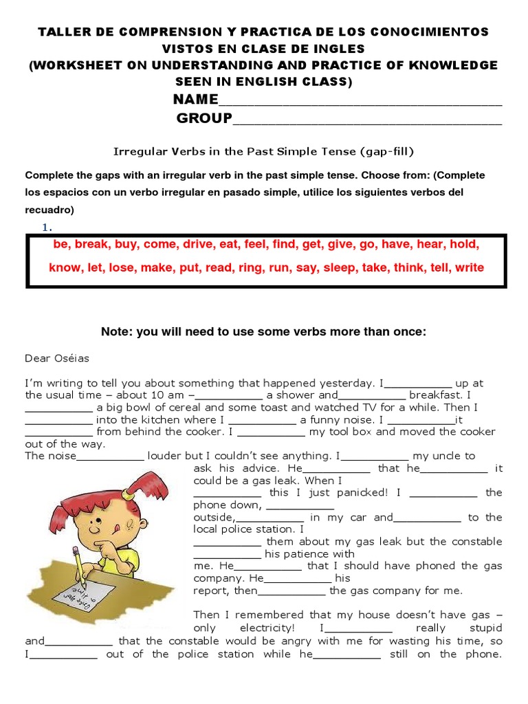 Past Simple Tense Filling in The Gaps Using The Ve Fun Activities Games ...