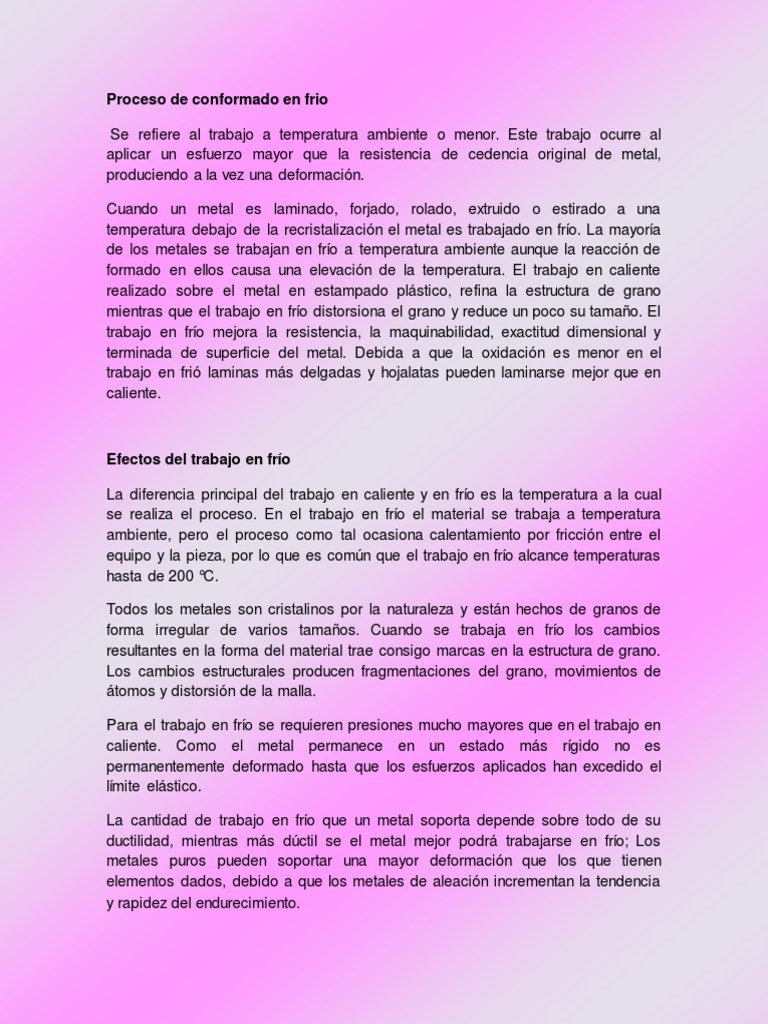 Proceso de Conformado en Frío de Metales | PDF | Extrusión | Laminado ...
