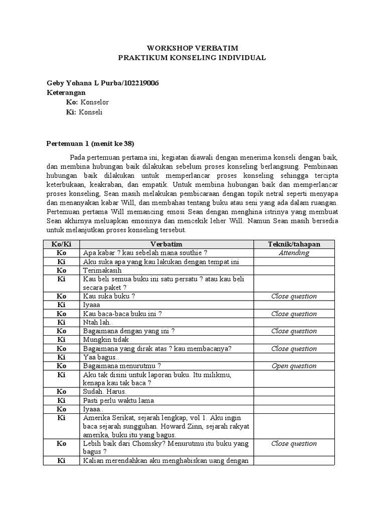 Verbatim Analisa Film | PDF