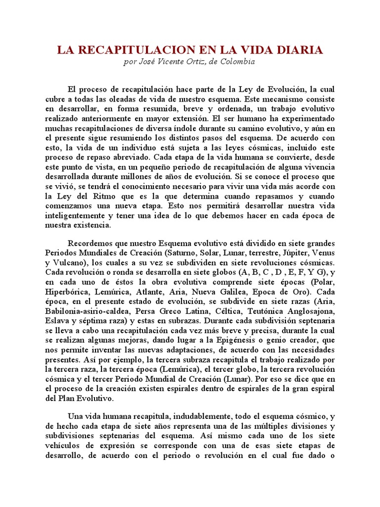 La Recapitulación en la Vida Humana | PDF | Mente | Amor