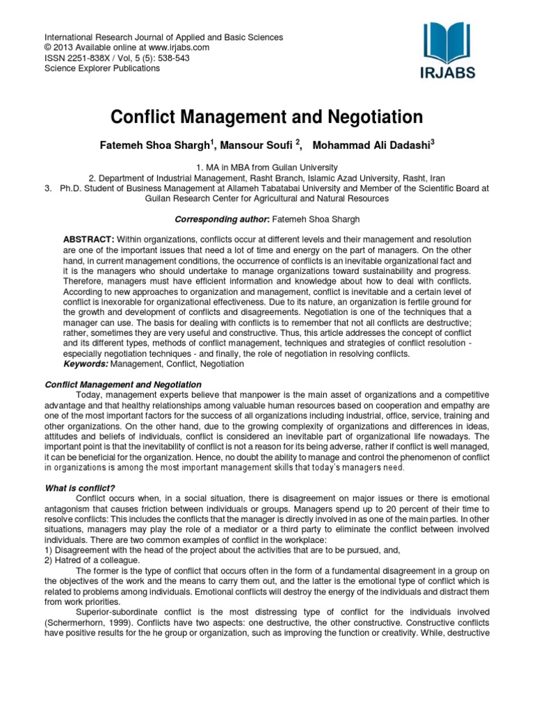 Management Conflict | PDF | Conflict (Process) | Negotiation