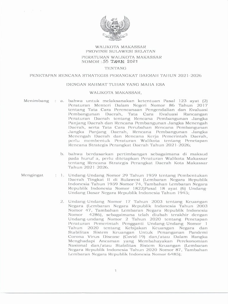 SK Penetapan Renstra Tahun 2021-2026 | PDF