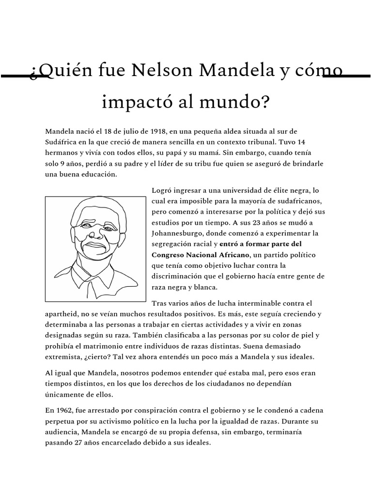Mandela: De Prisionero a Presidente | PDF | Nelson Mandela | Sudáfrica