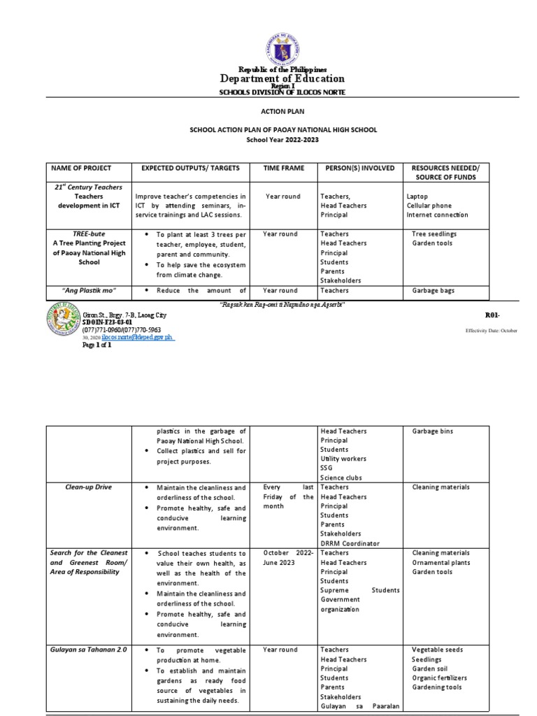 General Action Plan | PDF | Teachers | Economy And The Environment