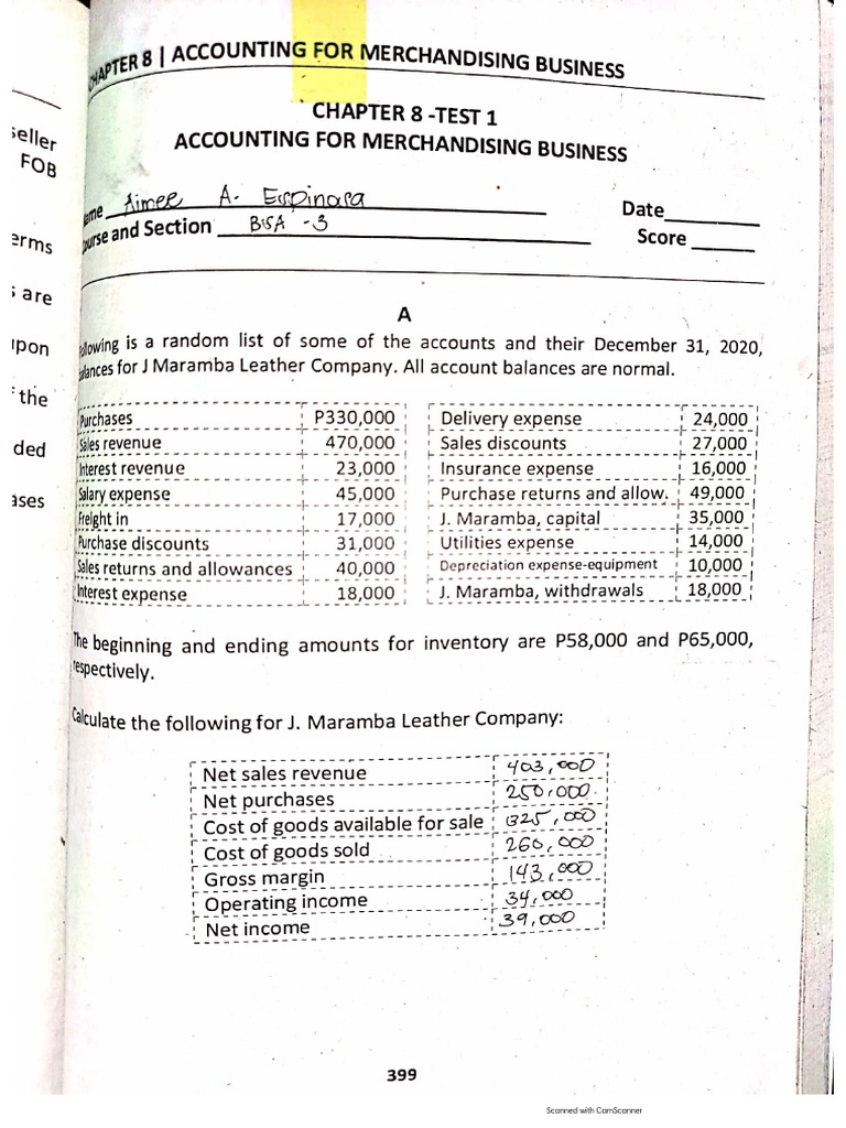 Acc 102 p2 Quiz 1 - Aaespinosa | PDF