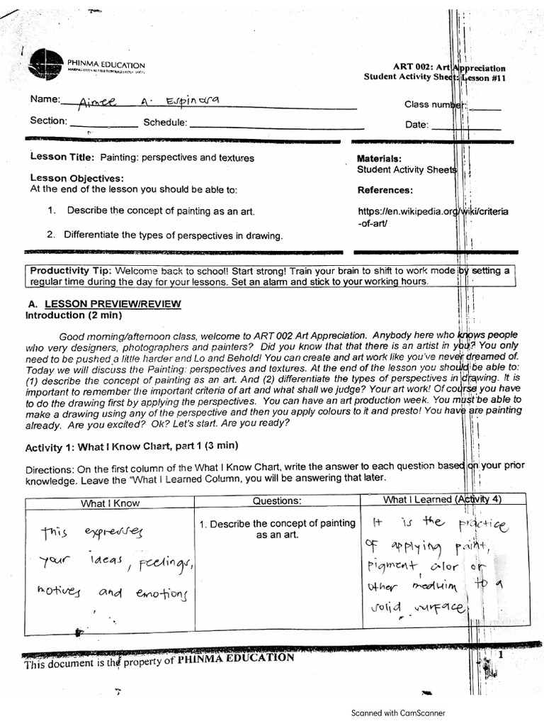 Art 002 Lesson 11 | PDF