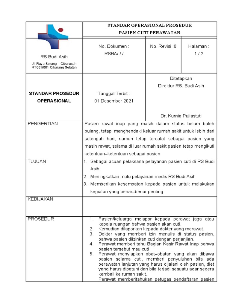 SPO Cuti Rawat Rs Budi Asih | PDF
