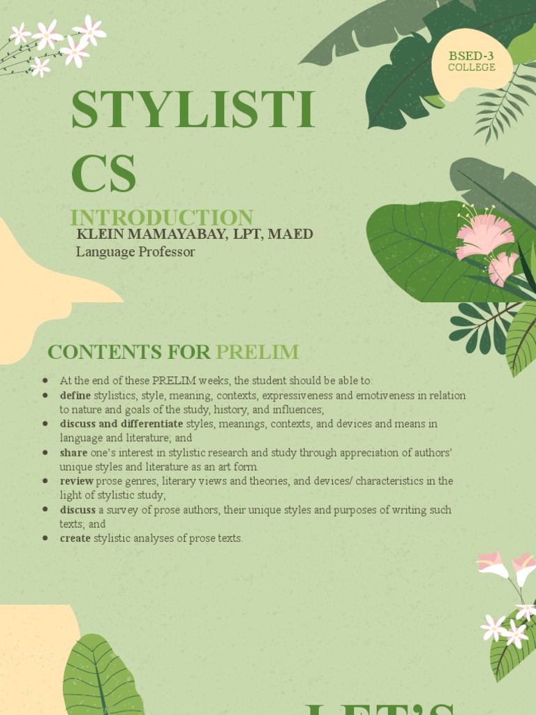 Bsed 3 Stylistics | PDF | Verb | Word