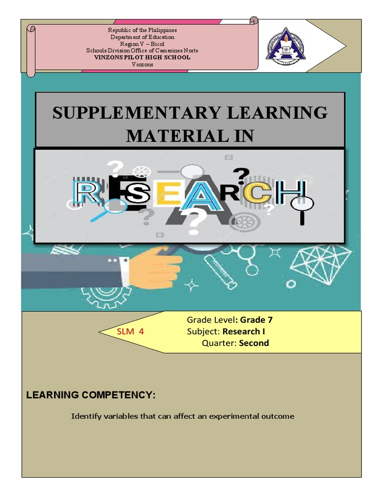 SLM4 Q2 Research 1 Final | PDF | Experiment | Variable (Mathematics)
