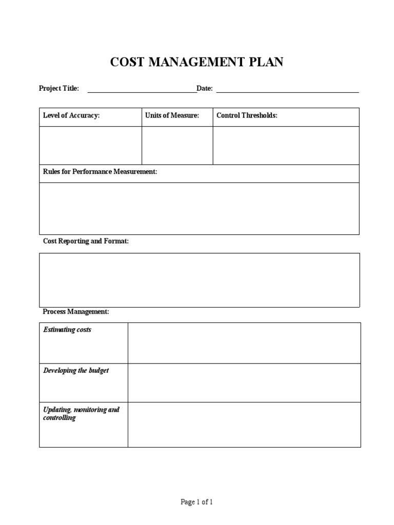 Cost Management Plan | PDF