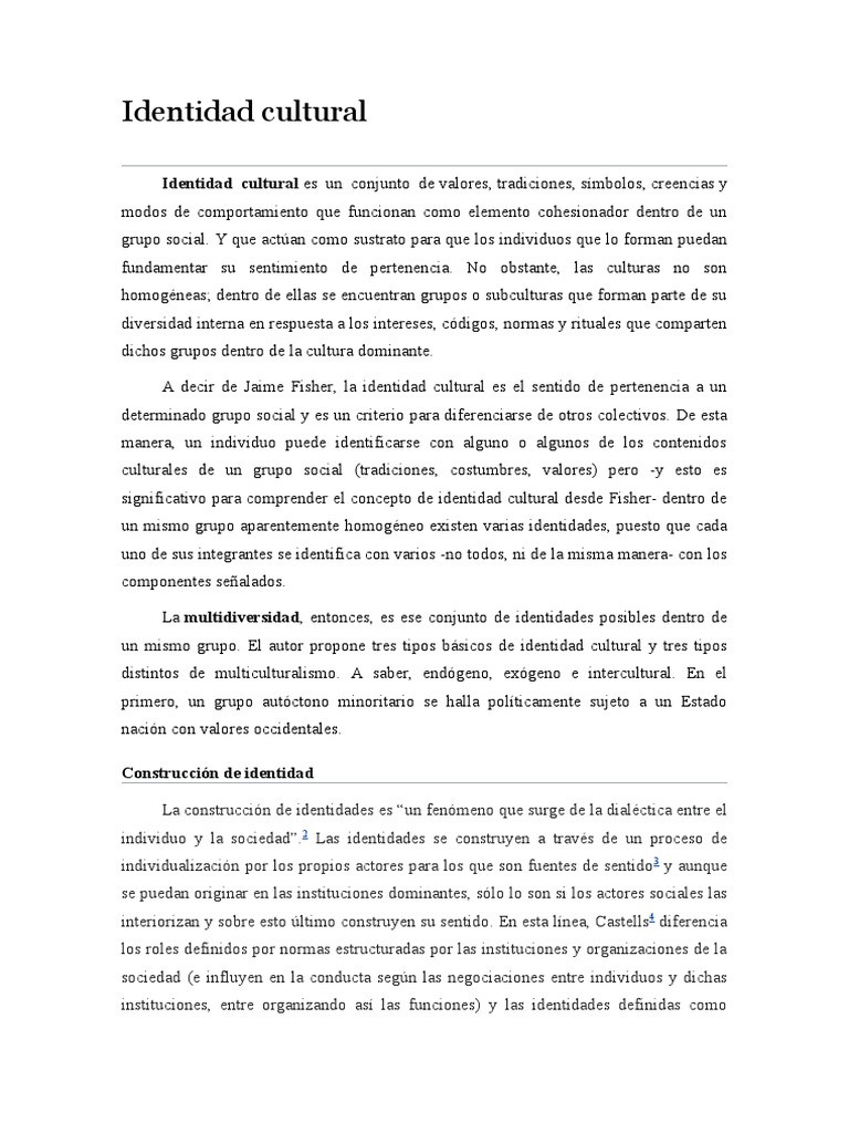 Definición y Elementos de Identidad Cultural | PDF | Educacion Cultural