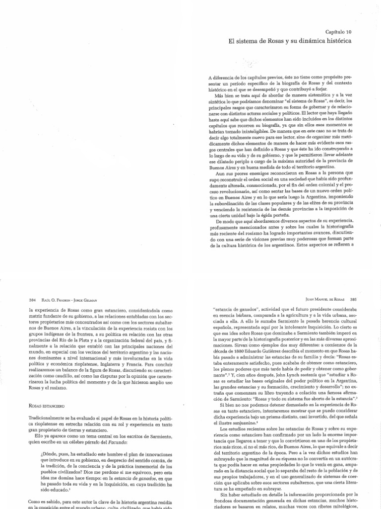 FRADKIN Y GELMAN - Cap X El Sitema de Rosas y Su Dinamica Historica | PDF