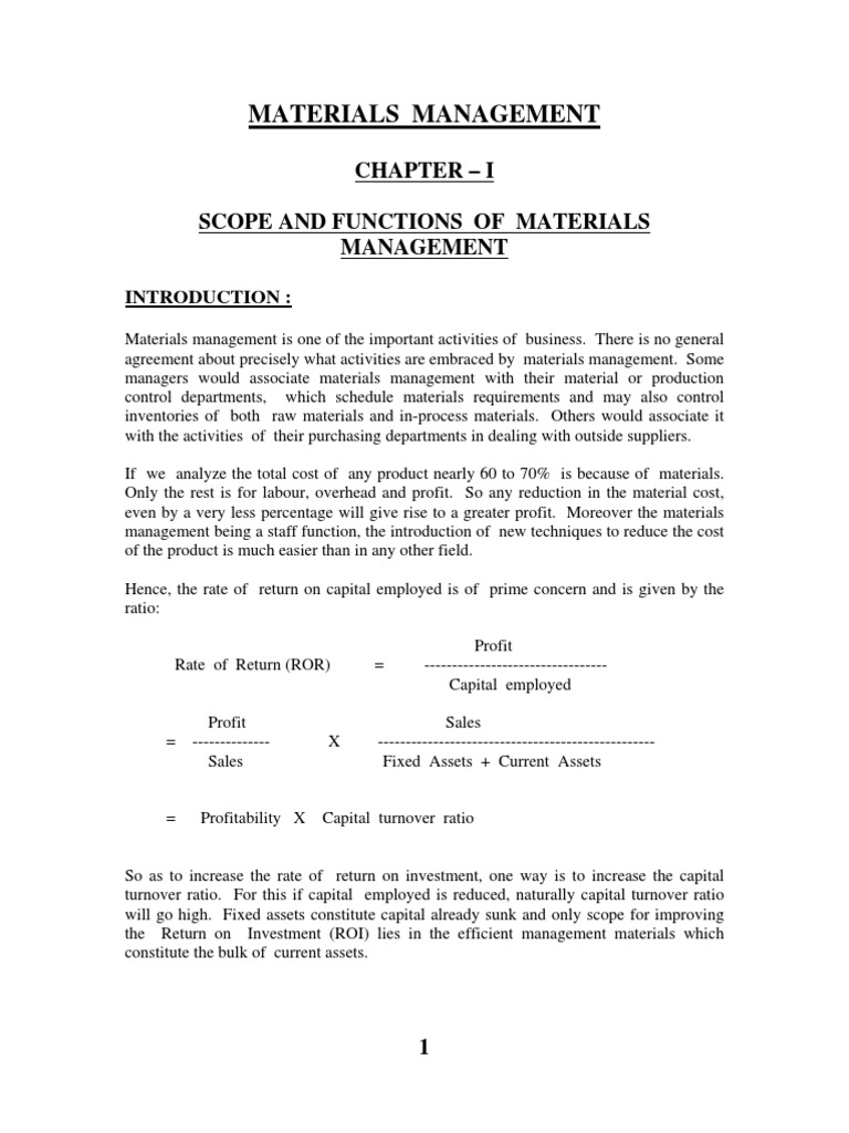 Scope and Functions of Materials Management | PDF | Return On ...