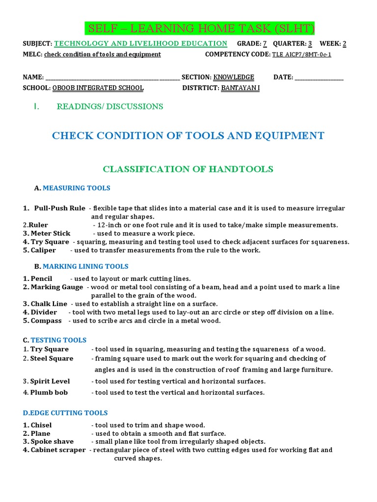 Tle 7-Carpentry - w2 | PDF | Drill | Wood